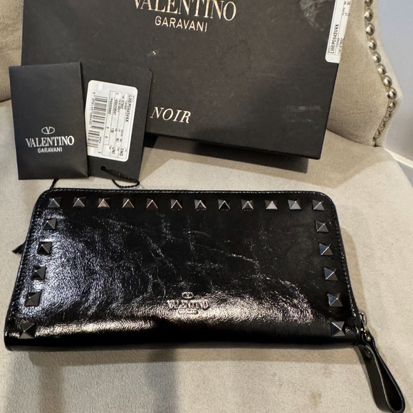 Valentino | Bags | Valentino Black Leather Studded Wallet | Poshmark